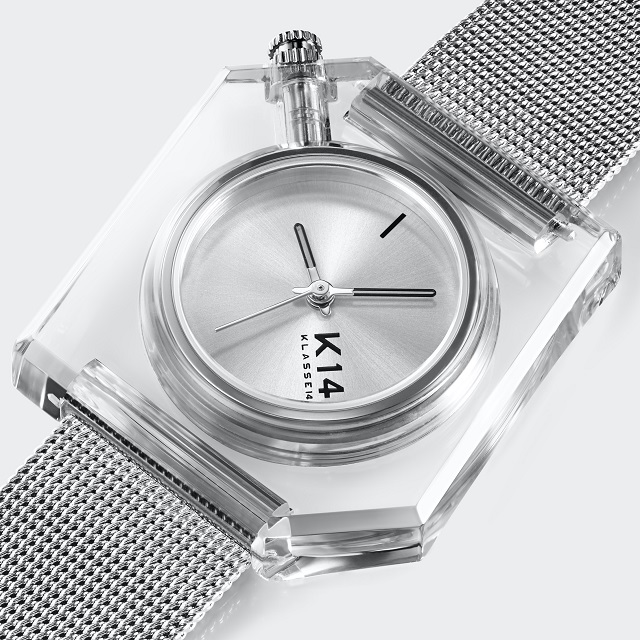 KLASSE14 / K14 IRREGULARLY SQUARE Silver with Mesh Strap 34mm